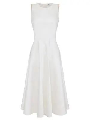 Elisabetta Franchi Duchess Satin Midi Dress - White