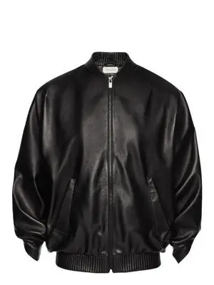 Magda Butrym Long-sleeved Leather Zip-up Jacket - Black