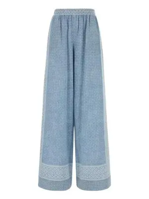 Ermanno Scervino Printed Wide-leg Trousers - Blue