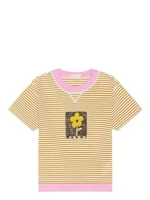 Marni Stripe-pattern Floral-print T-shirt - Multicolor