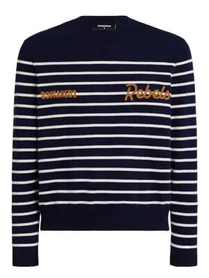 Dsquared2 Striped Knit Sweater With Logo Detail - Black