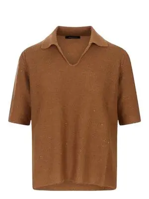 FABIANA FILIPPI Fabiana Filippi Short-Sleeved Knitted Polo Shirt With Glitter Embellishments
