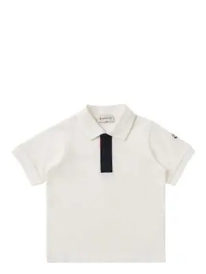 Moncler Cotton Piquet Polo Shirt With Tricolour Trim - White