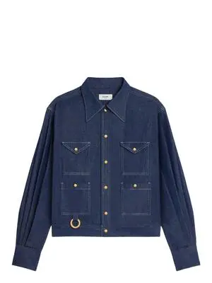 Celine Celine Cotton Denim Shirt With Pleated Details No