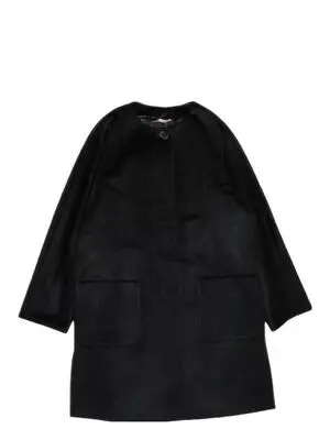 Max Mara Round Neck Coat With Long Sleeves - Black