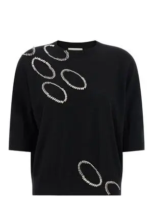 Dries Van Noten Embroidered Knitted Sweater With Crystal Appliqu - Black