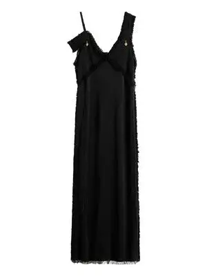 TOTEME V-neck Asymmetrical Dress With Raw Edges - Black
