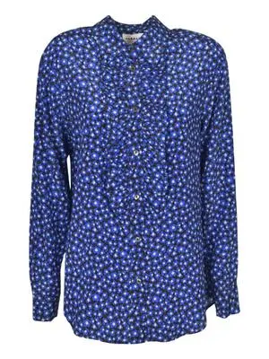 P.a.r.o.s.h Floral Print Long-sleeve Shirt With Bow Detail - Blue