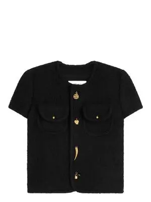 Celine Short-sleeved Jacket In Cashmere And Wool - Black