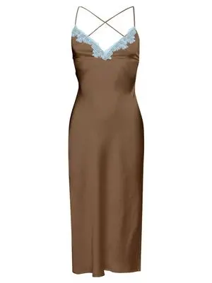 MC2 SAINT BARTH Mc2 Saint Barth Lace-Trimmed Silk Maxi Dress