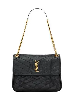 Saint Laurent Niki Logo Plaque Shoulder Bag - Black