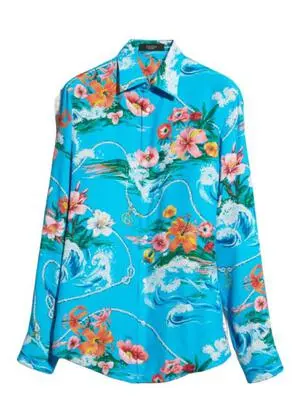Gucci Gucci Printed Collared Long-Sleeve Shirt Multicolor