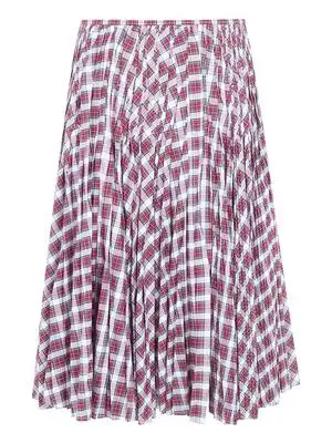 N.21 Plaid Pleated Midi Skirt - Check