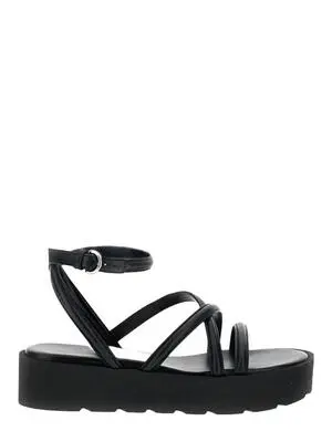 GIANVITO ROSSI Leather Platform Sandals - Black