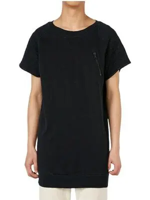 PIERRE BALMAIN Black Cable Zipper Lace Design Short-sleeved T-shirt