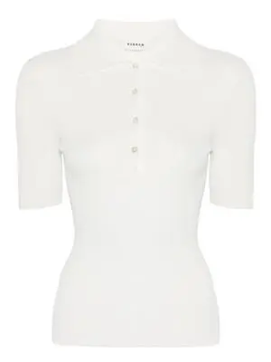 P.a.r.o.s.h Ribbed Knit Buttoned Polo Shirt - White