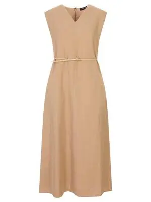 Fabiana Filippi Sleeveless V-neck Belted Dress - Nude