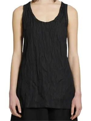 TOTEME Sleeveless Crinkled Tank Top - Black