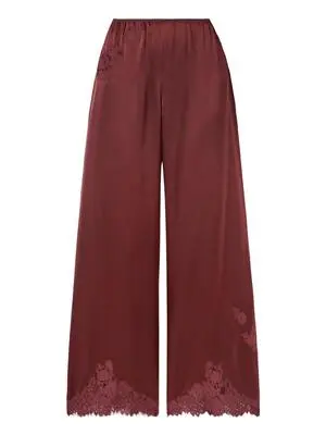 DÔEN Lace-trimmed Wide-leg Trousers - Brown