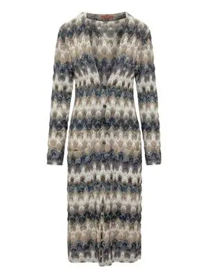 Missoni Long Chevron Knit Cardigan - Gray