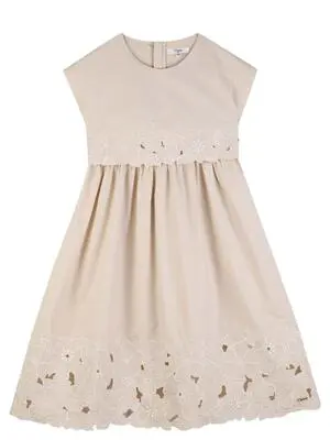 Chloé Sleeveless Floral Embroidered Dress - Beige