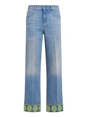 Valentino Garavani Embroidered High Rise Straight Jeans - Blue