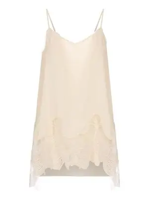 Fabiana Filippi Sleeveless V-neck Lace Trim Top - Nude
