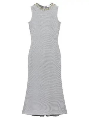 Alexander McQueen Chain Mail Embroidery Midi Dress - Silver