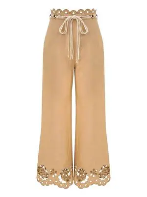 Zimmermann Zimmermann Awaken Embroidered Kick Flare Trousers Straw