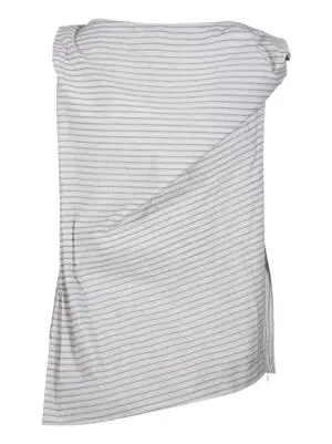 RÓHE Sleeveless Draped Stripe Top - White