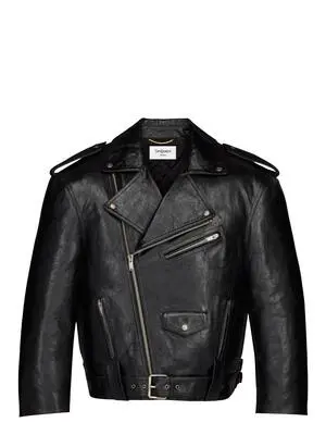 Saint Laurent Zip Detailed Biker Jacket - Black