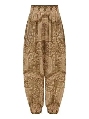 Zimmermann Printed Pleated Casual Pants - Brown