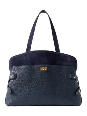 ANYA HINDMARCH Textured Leather And Suede Tote - Black