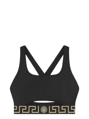 Versace Greca Border Cut-out Detailed Bikini Top - Black