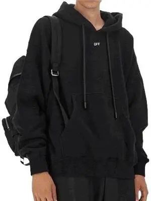 Off-White Long Sleeve Hooded Sweatshirt - Black