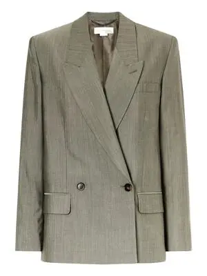 Stella McCartney Tropical Double-breasted Wool Ands Silk-blend Blazer - Gray