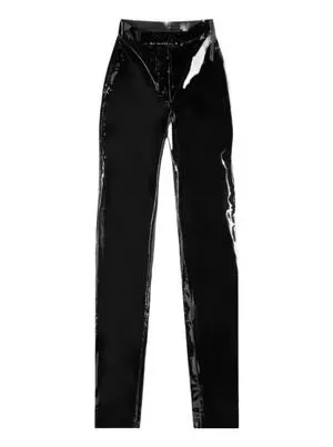 ROTATE BY BIRGER CHRISTENSEN High Waist Straight Leg Patent Leather Pants - Black