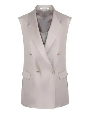 Tagliatore Bernice Double-breasted Sleeveless Blazer - Gray
