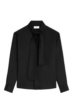 Celine Silk Twill Lavalliere Shirt - Black