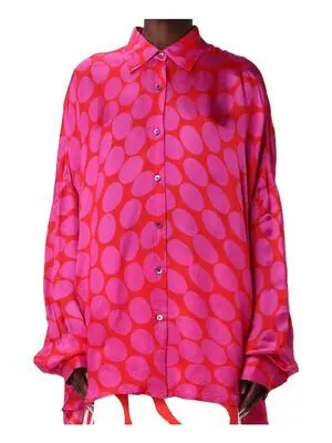 Dries Van Noten Dries Van Noten Casia Oversized Printed Long-Sleeve Shirt Pink