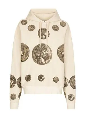Dolce & Gabbana Coin Printed Drawstring Hoodie - White