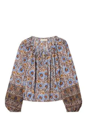 Ulla Johnson Printed Pleated Long Sleeve Shirt - Multicolor