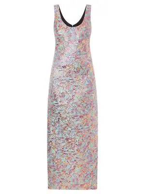 Dries Van Noten Sleeveless Jacquard Maxi Dress - Multicolor