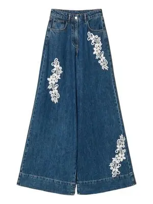 TWINSET Lace Wide-leg Trousers - Blue