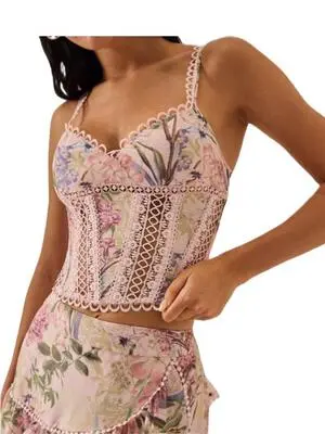 Charo Ruiz Ibiza Poppy Embroidered Bustier Top - Brown