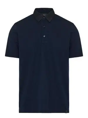 Brioni Contrast-collar Polo Shirt - Navy