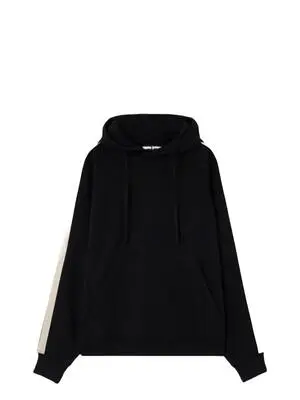 Palm Angels Back Curved Logo Track Hoodie - Black