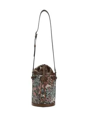 Valentino Garavani Floral Drawstring Bucket Bag - Green