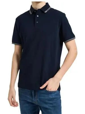 Emporio Armani Stripe Detailed Short-sleeved Polo Shirt - Blue