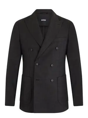 Hugo Boss Double-breasted Wool Blazer - Black